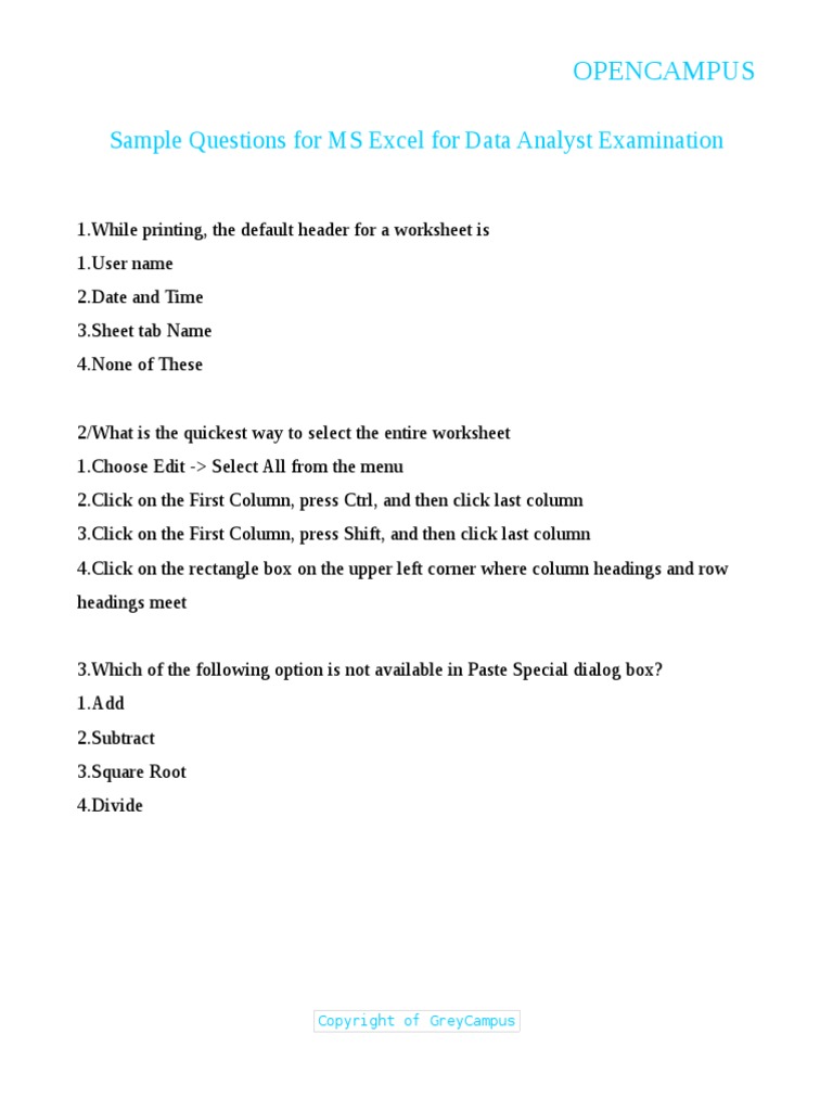 MS Excel For Data Analysts | PDF | Worksheet | Control Key