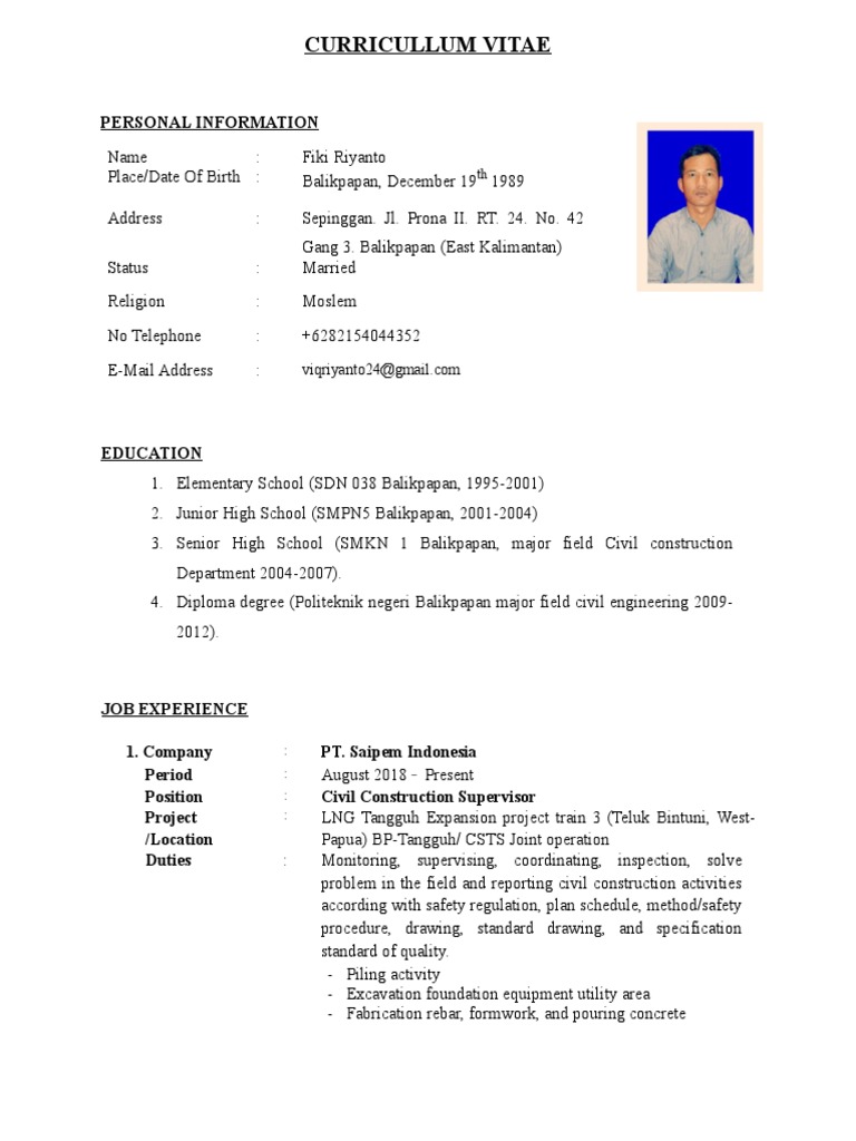 CV Update Fiki | PDF | Concrete | Economic Sectors