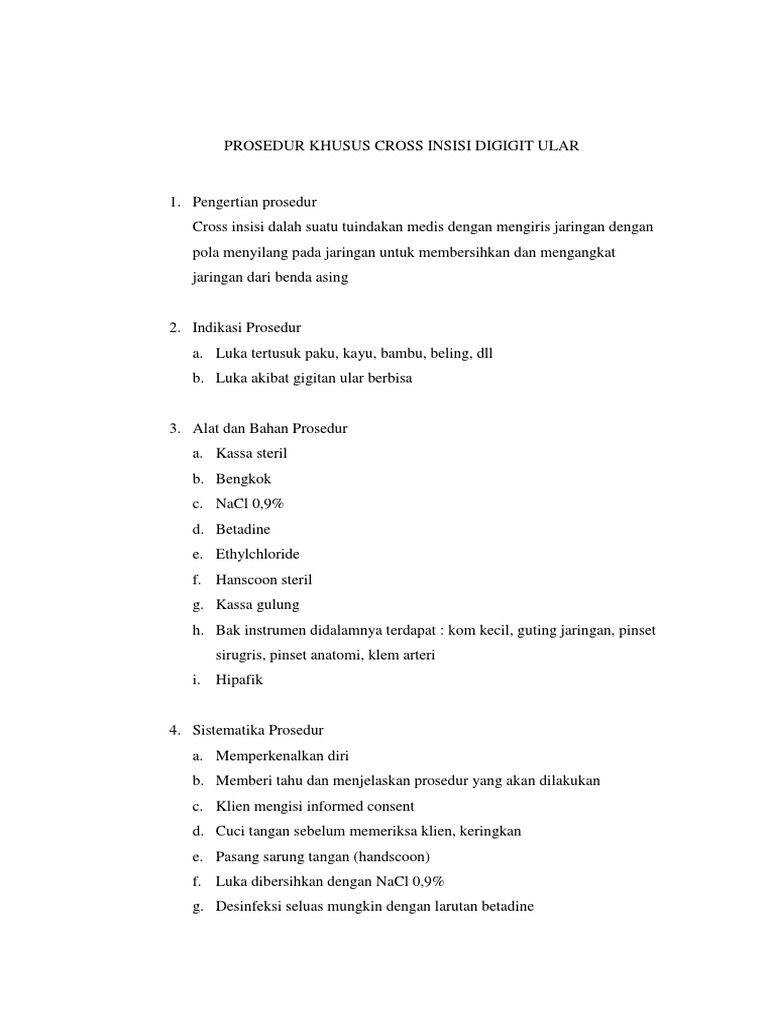 Prosedur Cross Insisi Gigitan Ular | PDF