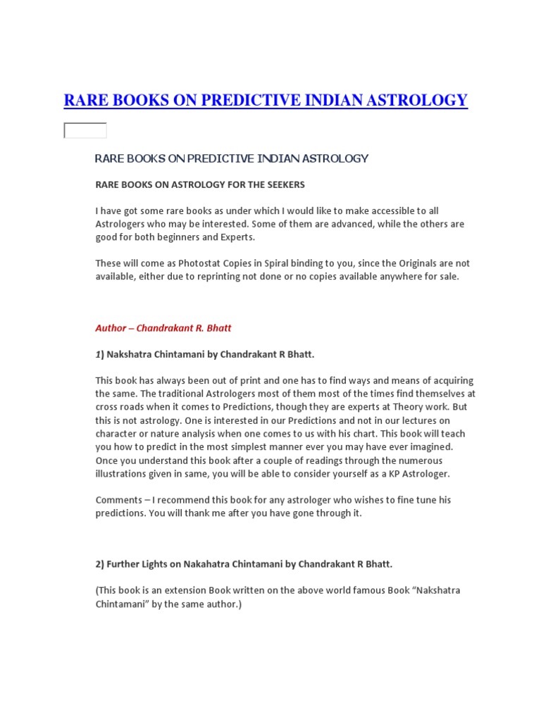 Rare Predictive Indian Astrology Books | PDF | Hindu Astrology | Astrology