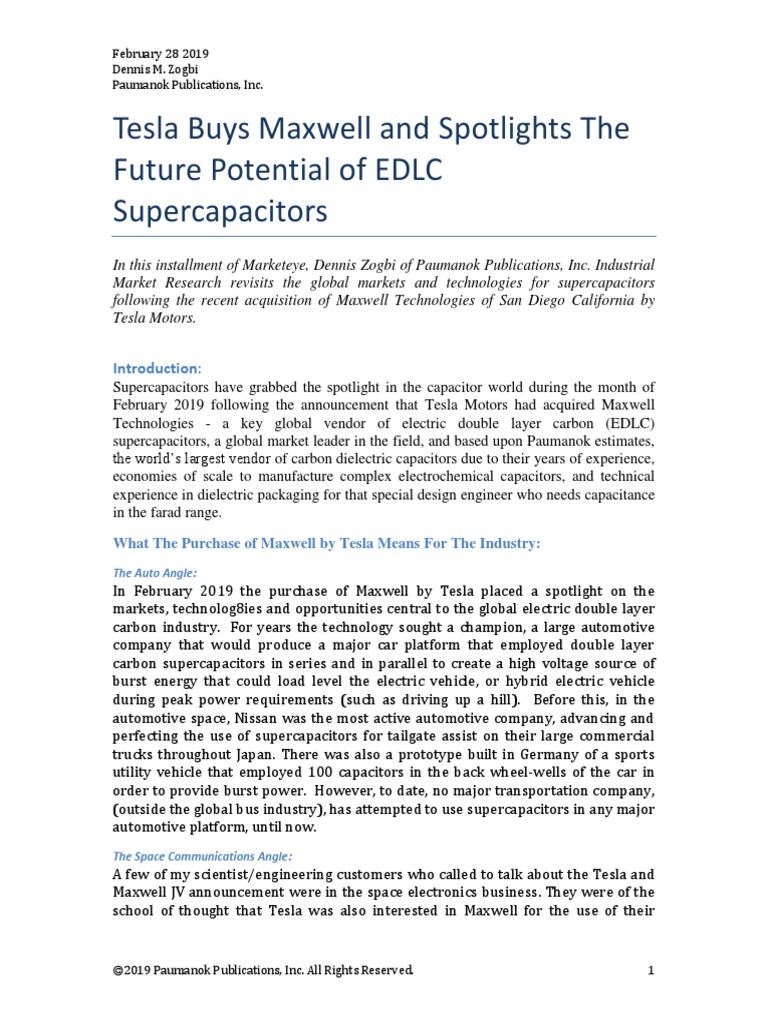 EDLC Supercapacitor Market Update Feb 2019 | PDF | Capacitor | Energy ...