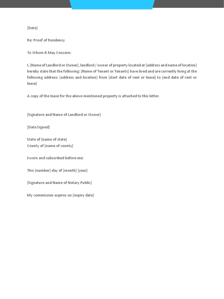 Notarized Letter Template For Residency | PDF