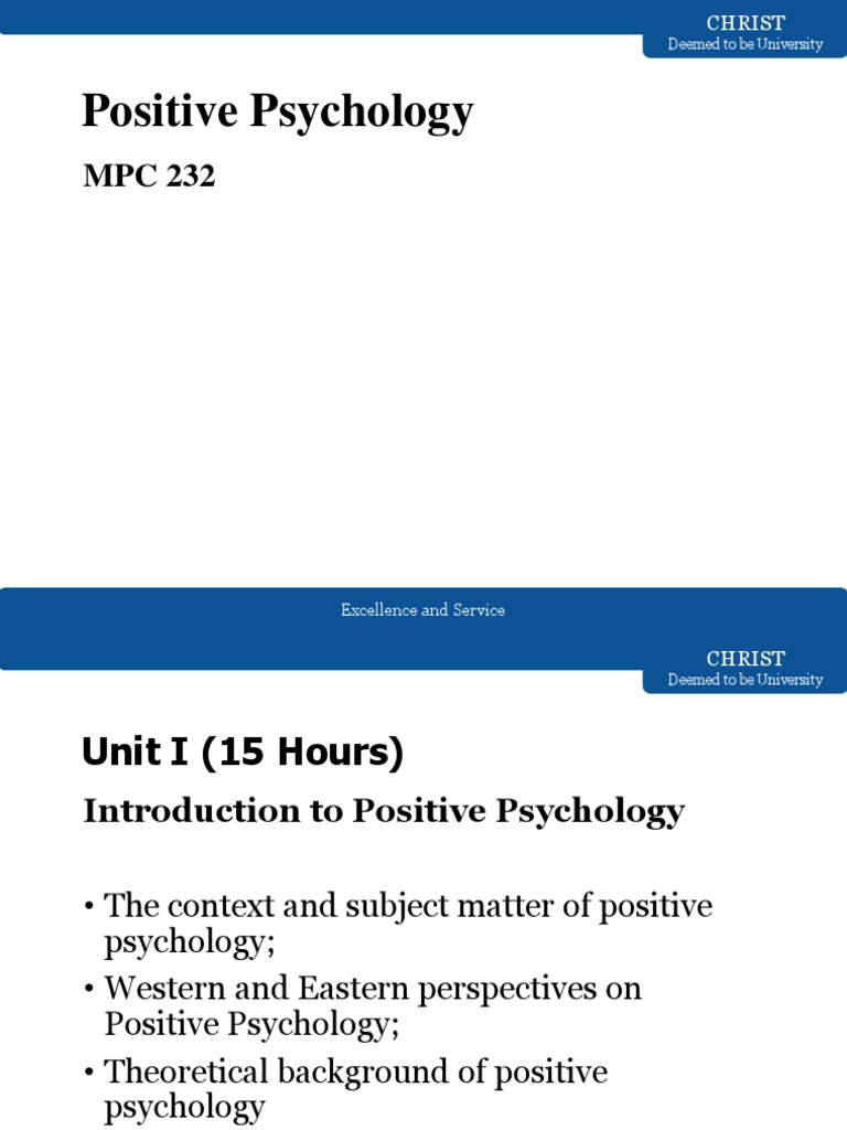 Introduction To Positive Psychology | PDF | Positive Psychology ...