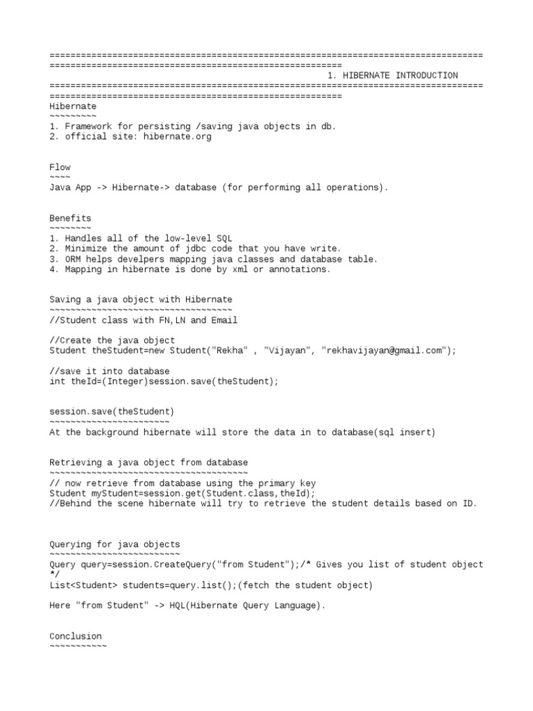 Hibernate Notes | PDF | Data Management | Information Technology Hibernate Notes | PDF | Data Management | Information Technology
