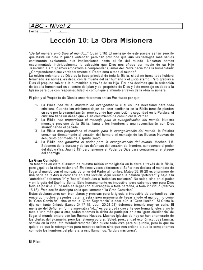La Obra Misionera | PDF | Misionero | Gran comisión