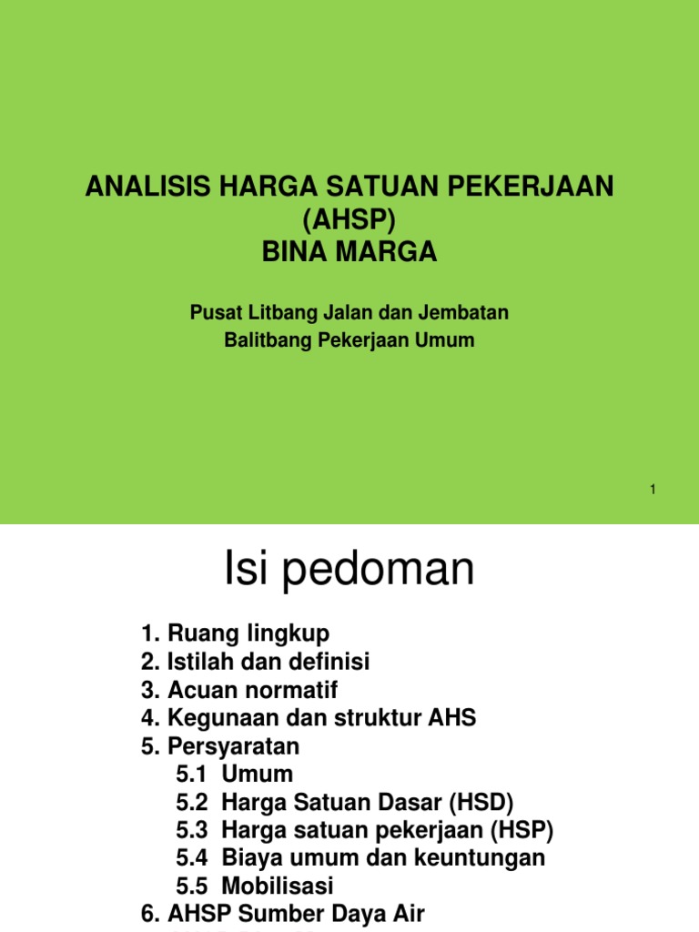 Analisis Harga Satuan Pekerjaan Bina Marga | PDF
