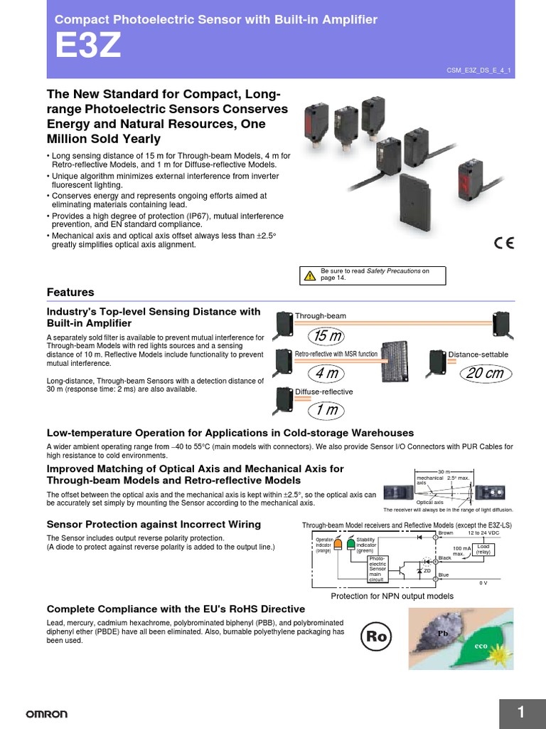 Omron E3Z D62 Datasheet | PDF | Bipolar Junction Transistor | Power Supply