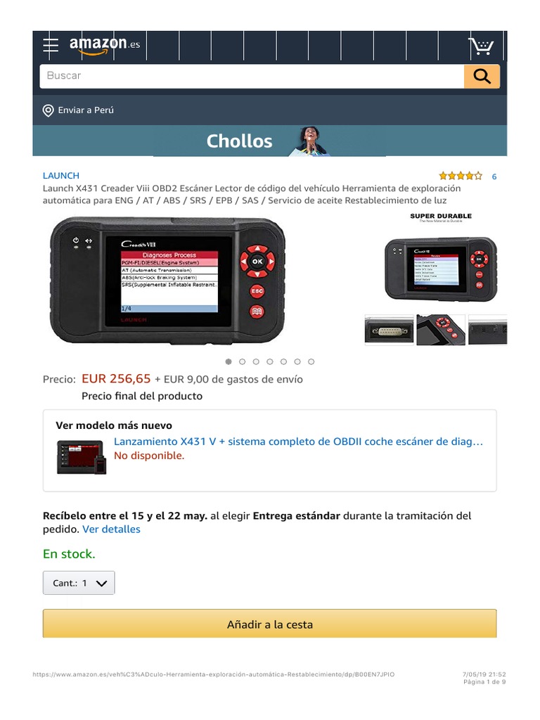 Launch X431 Creader Viii OBD2 Escáner Lector de Código Del Vehículo ...