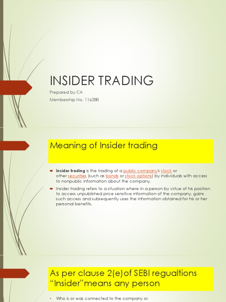 On Insider Trading 12 | PDF | Insider Trading | Stocks