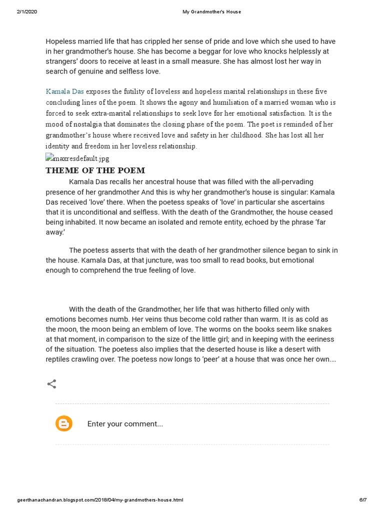 Nostalgia in Kamala Das's Grandmother's House | PDF | Emotions ...