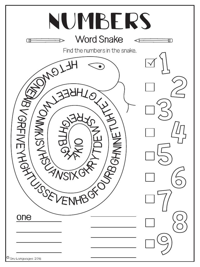 Numbers Word Snake PDF | PDF
