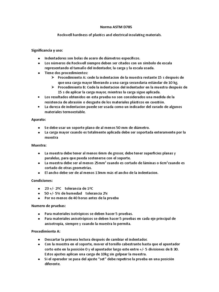 Dureza Rockwell en Plásticos ASTM D785 | PDF | Materiales | Naturaleza