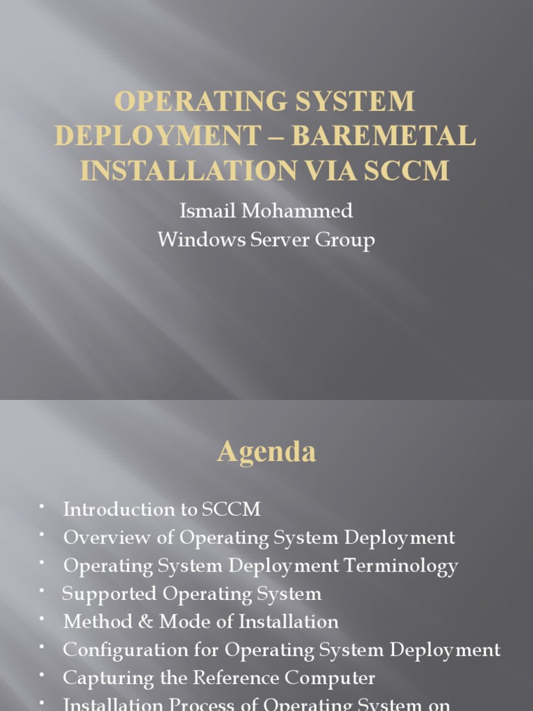 Operating System Deployment - Baremetal Installation Via SCCM | PDF | Operating System ...