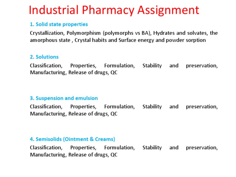 Industrial Pharmacy Assignment | PDF