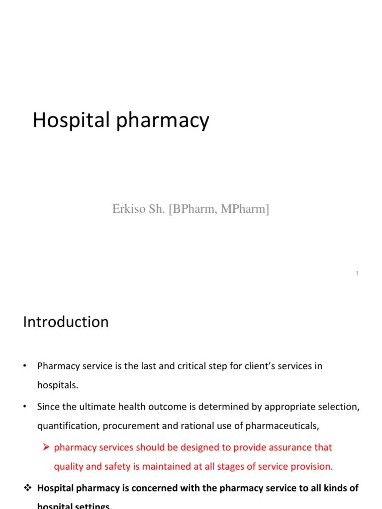 Hospital Pharmacy Services Overview | PDF | Emergency Department | Pharmacy