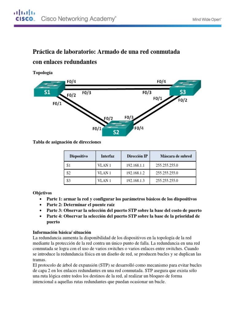 Red Conmutada con Enlaces Redundantes | PDF | Conmutador de red | Redes