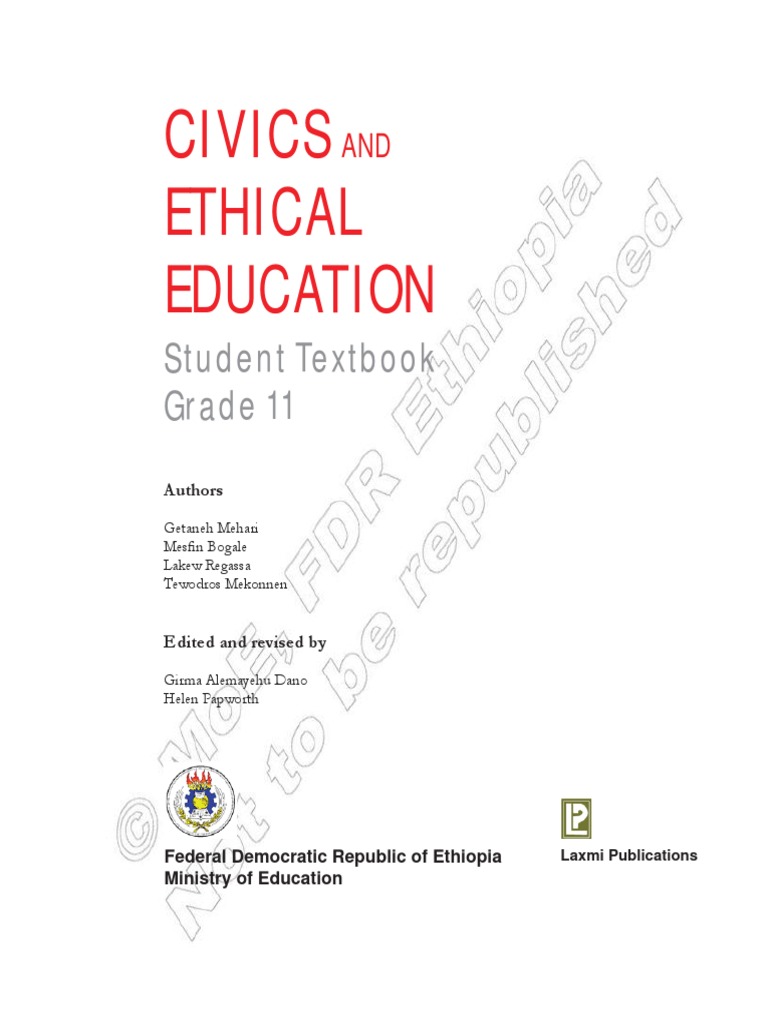 Ethiopian Grade 11 Civics and Ethical Education Student Textbook PDF ...