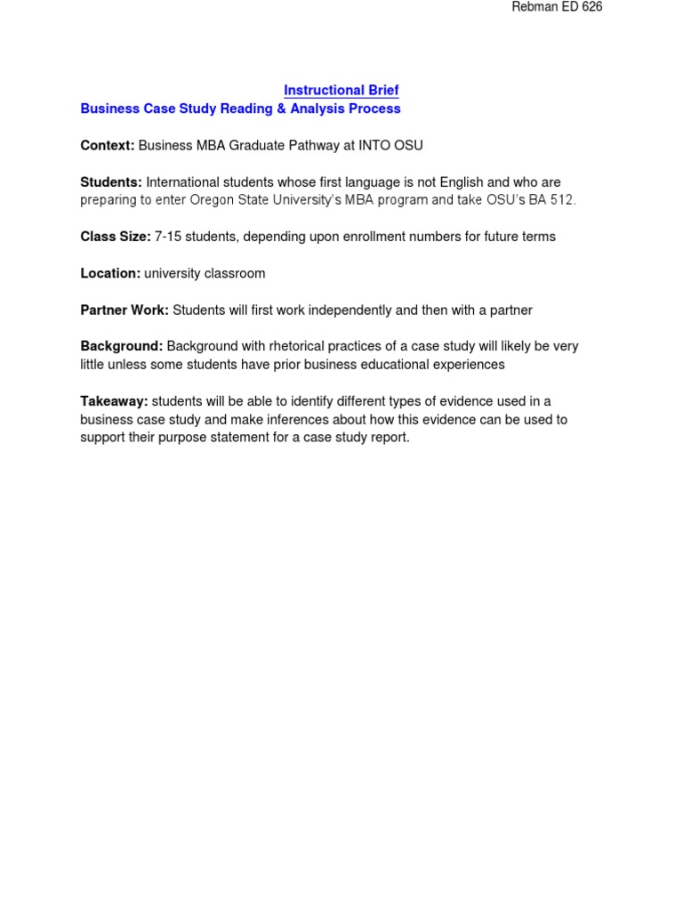 Rebman Intructional Brief & Guide | PDF | Case Study | Hypothesis