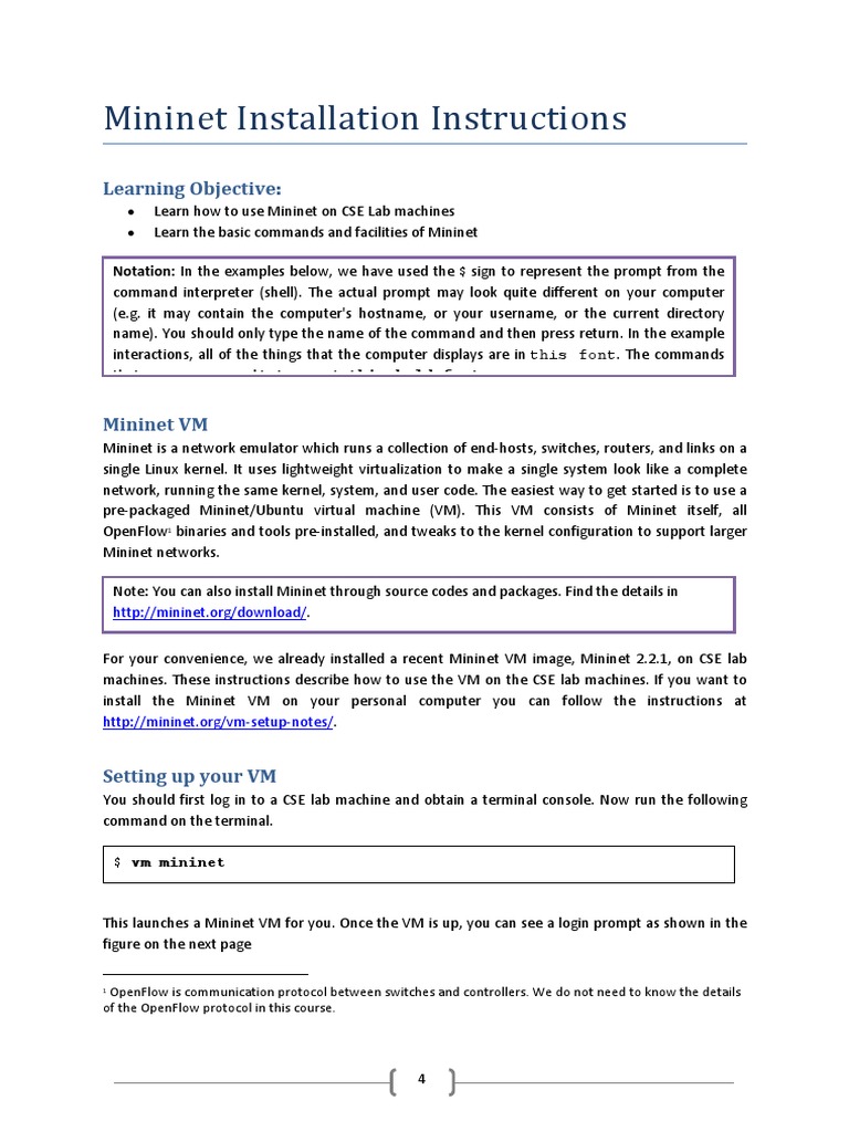 Mininet Installation PDF | PDF | Virtual Machine | Computer Terminal