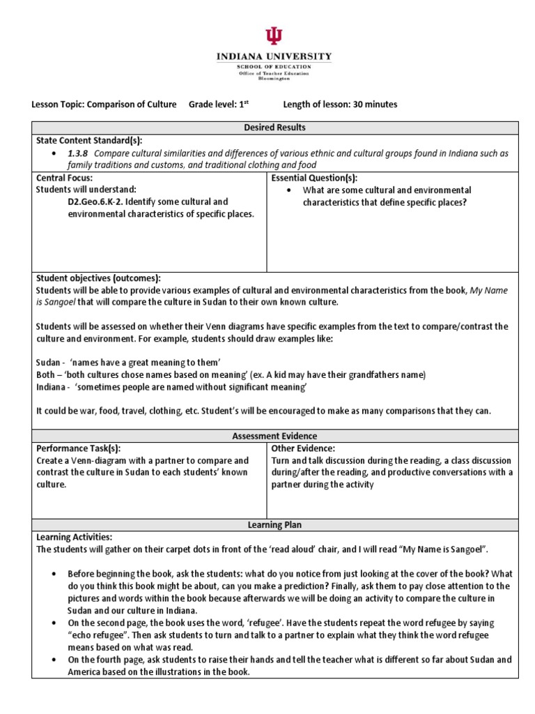 My Name Is Sangoel Lesson Plan | PDF | Books | Learning