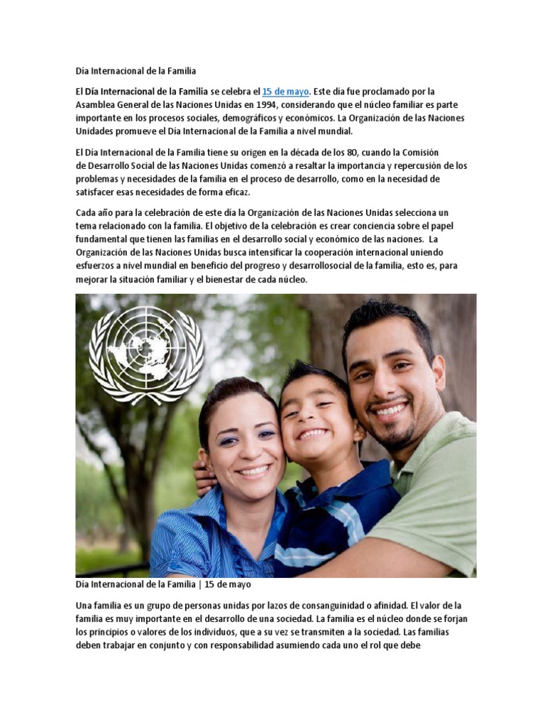 Resumen del Día Internacional de la Familia | PDF | Estilo de vida