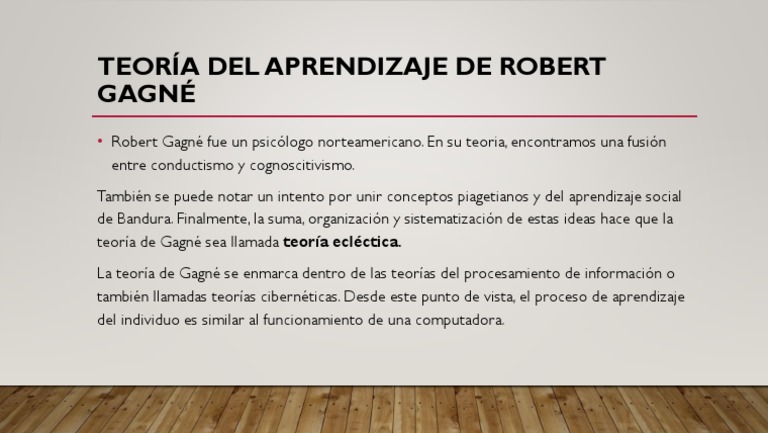 Teoría Del Aprendizaje de Robert Gagné | PDF