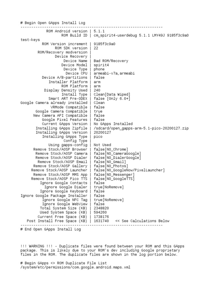 Open Gapps Log | PDF | Android (Operating System) | Personal Digital Assistant