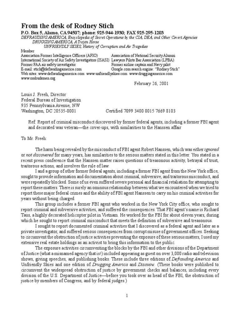 Former Navy Captain Rodney Stitch Exposes Massive FBI Corruption (Drug ...