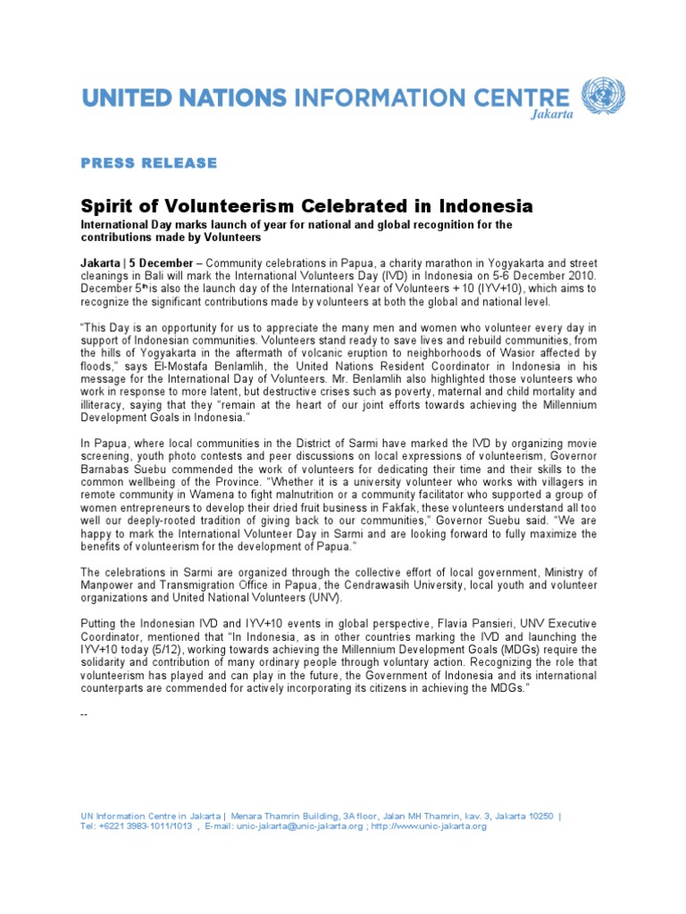 PR 2010-12-05 (EN) Spirit of Volunteerism Celebrated in Indonesia ...