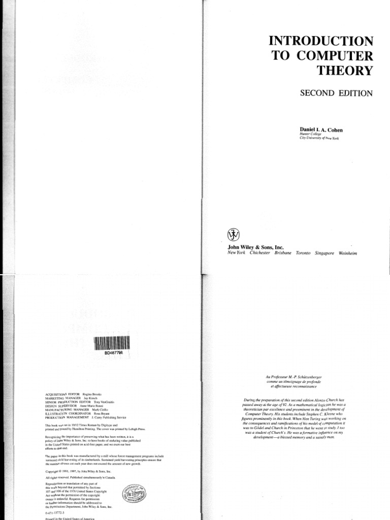 Daniel I.A. Cohen - Introduction To Computer Theory (1996, John Wiley ...