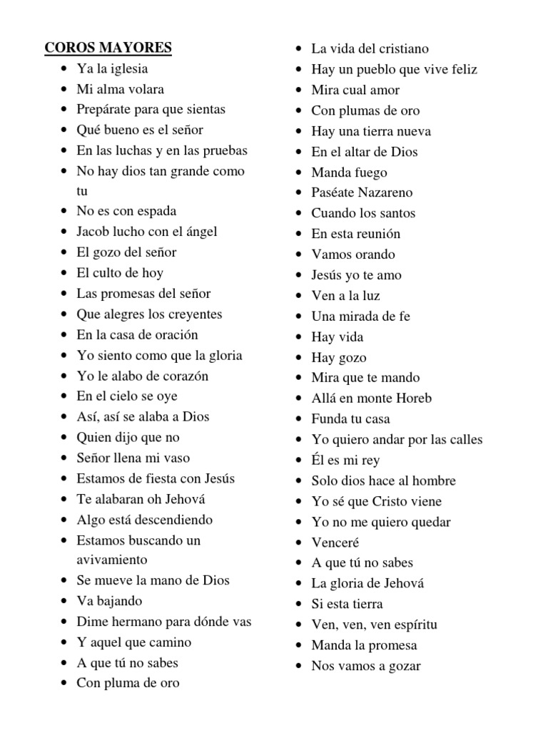 Cristianos Coros Alabanza Pdf