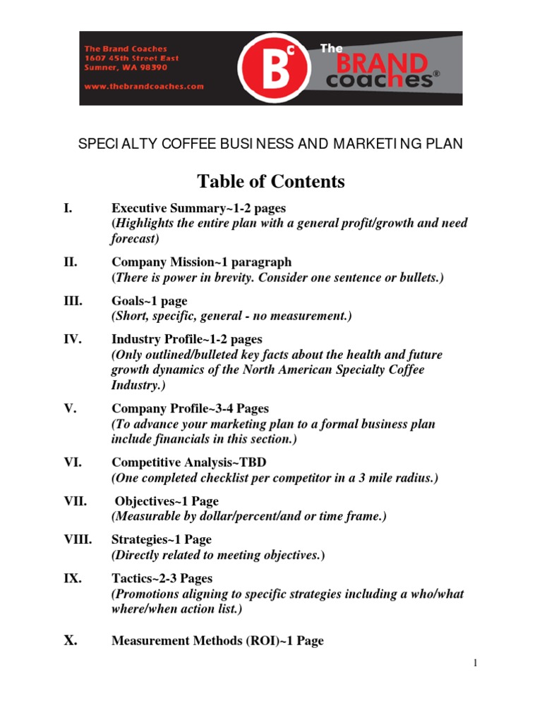 Specialty Coffee Business and Marketing Plan | PDF | Business Plan ...