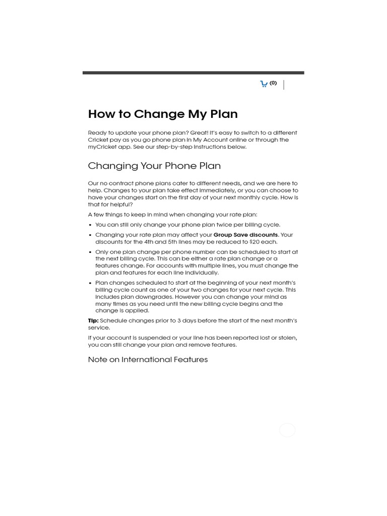 How To Change My Plan - Cricket Plan Options - Cricket Wireless | PDF ...