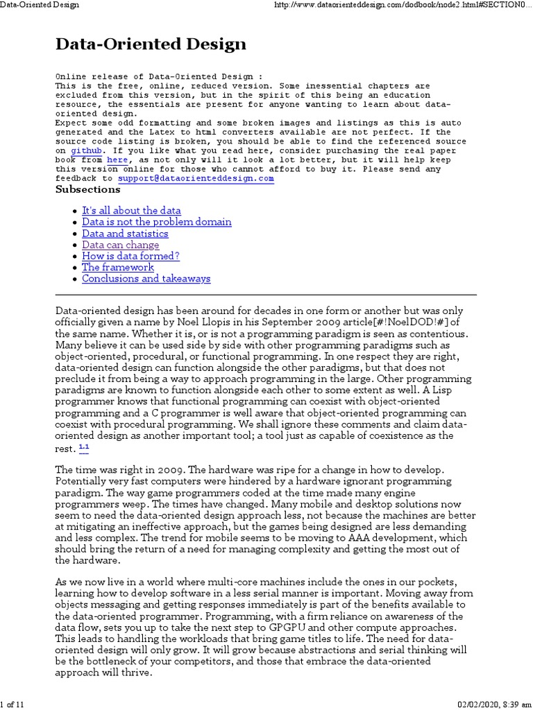 Data Oriented Design Pdf Object Oriented Programming Class Computer Programming