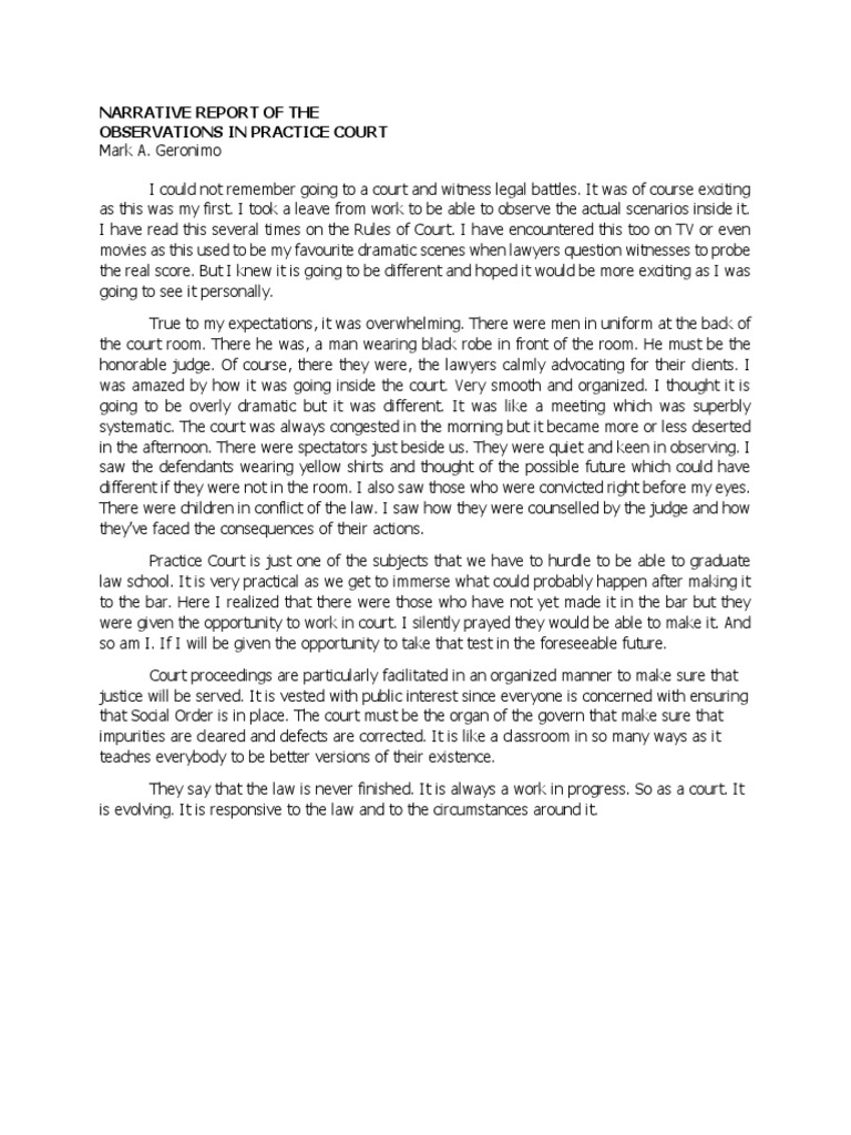 Narrative Report in PC | PDF | Common Law | Public Law