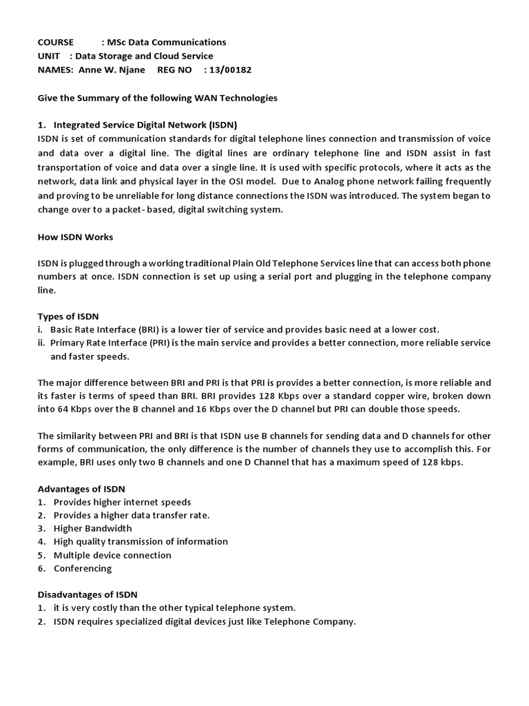 WAN Technologies | PDF | Digital Subscriber Line | Internet Access