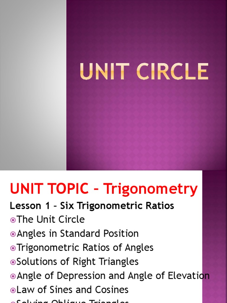 PPT2 Unit Circle | PDF | Angle | Trigonometry