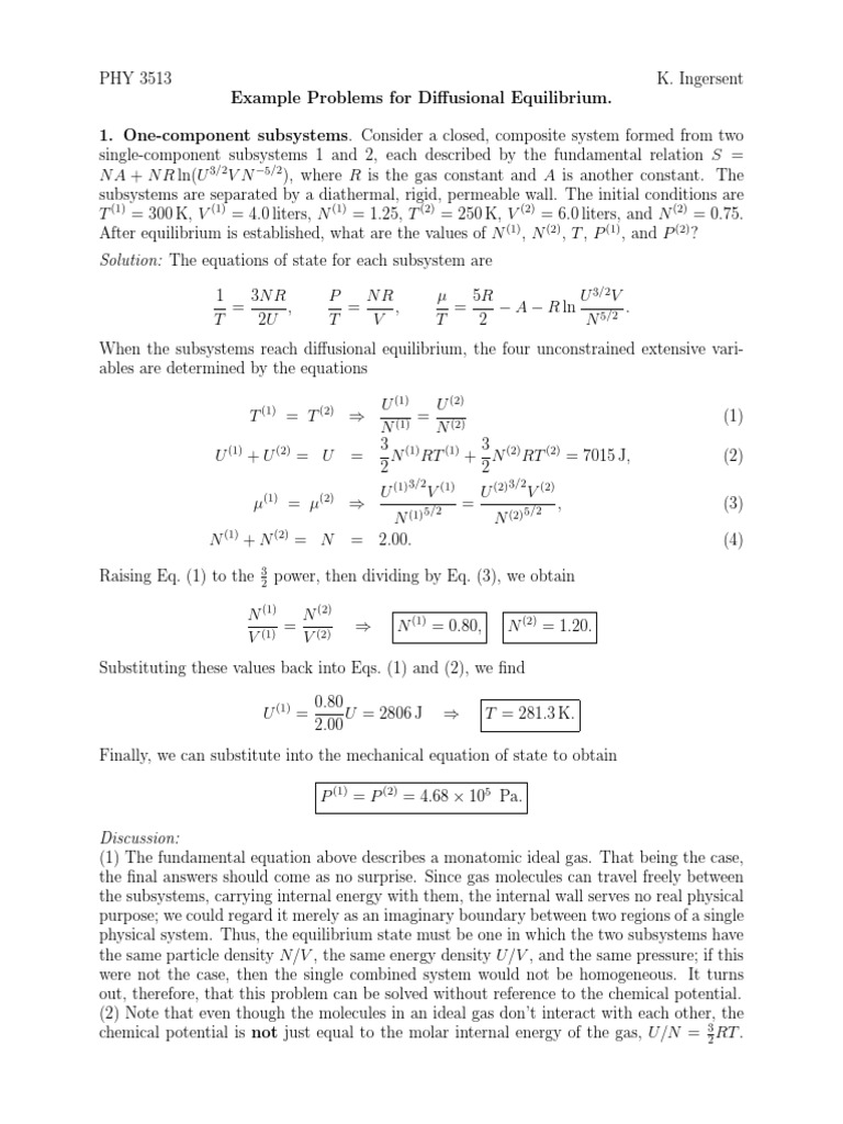 Callen Thermodynamics Solution PDF | PDF | Gases | Statistical Mechanics