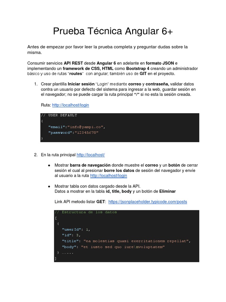 Prueba Técnica Angular 6+ con API REST | PDF | Bootstrap (marco frontal ...