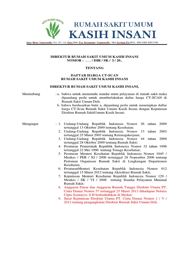 Daftar Harga CT-Scan RSU Kasih Insani | PDF | Kesehatan Holistik ...