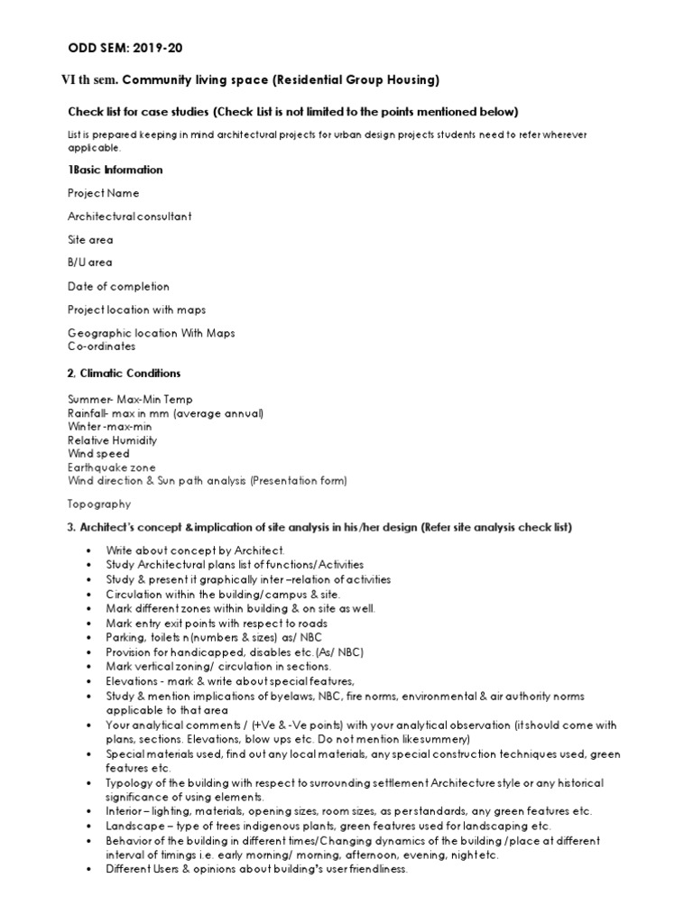 Check List For Architecture Case Studies | PDF | Map | Nature