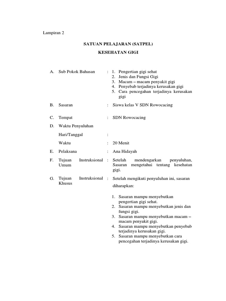 Satpel Kesehatan Gigi | PDF