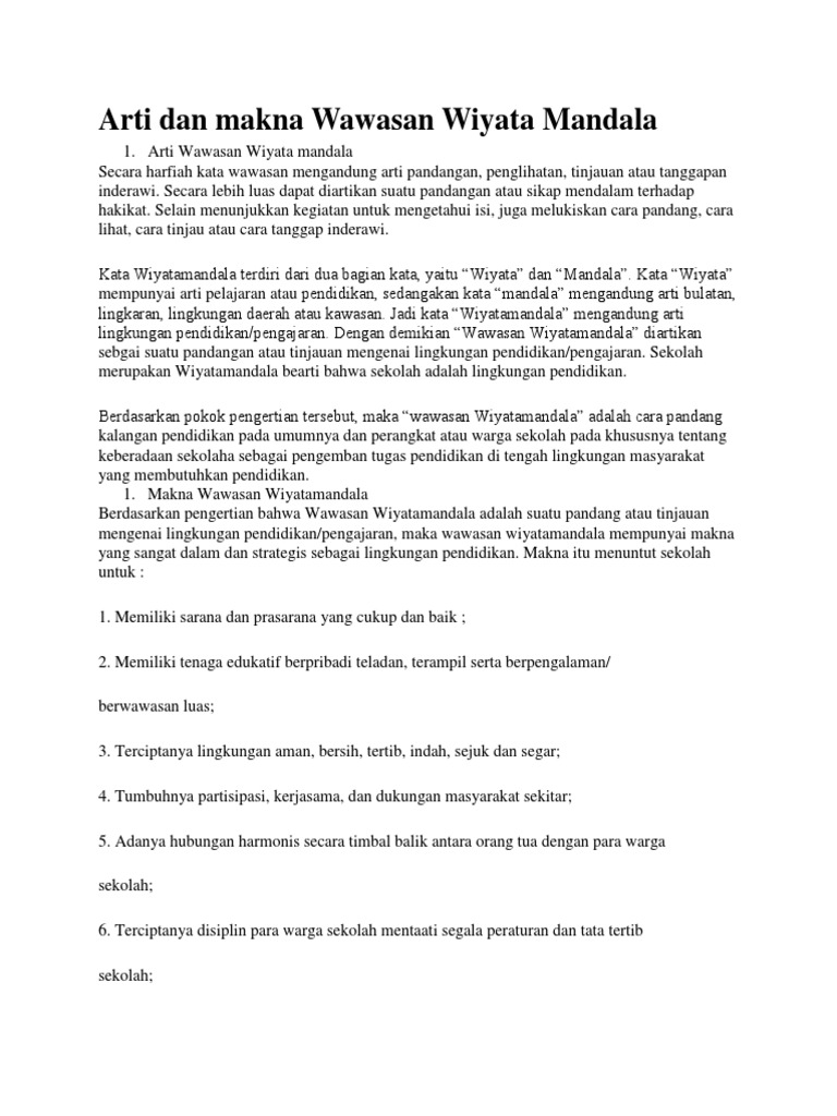 Wawasan Wiyata Mandala PDF | PDF