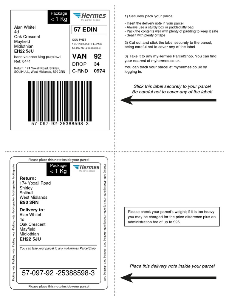 MyHermes Delivery Instructions for Multiple Parcels | PDF | Tools ...