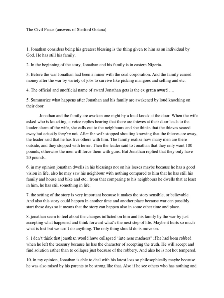 Civil Peace Answers | PDF