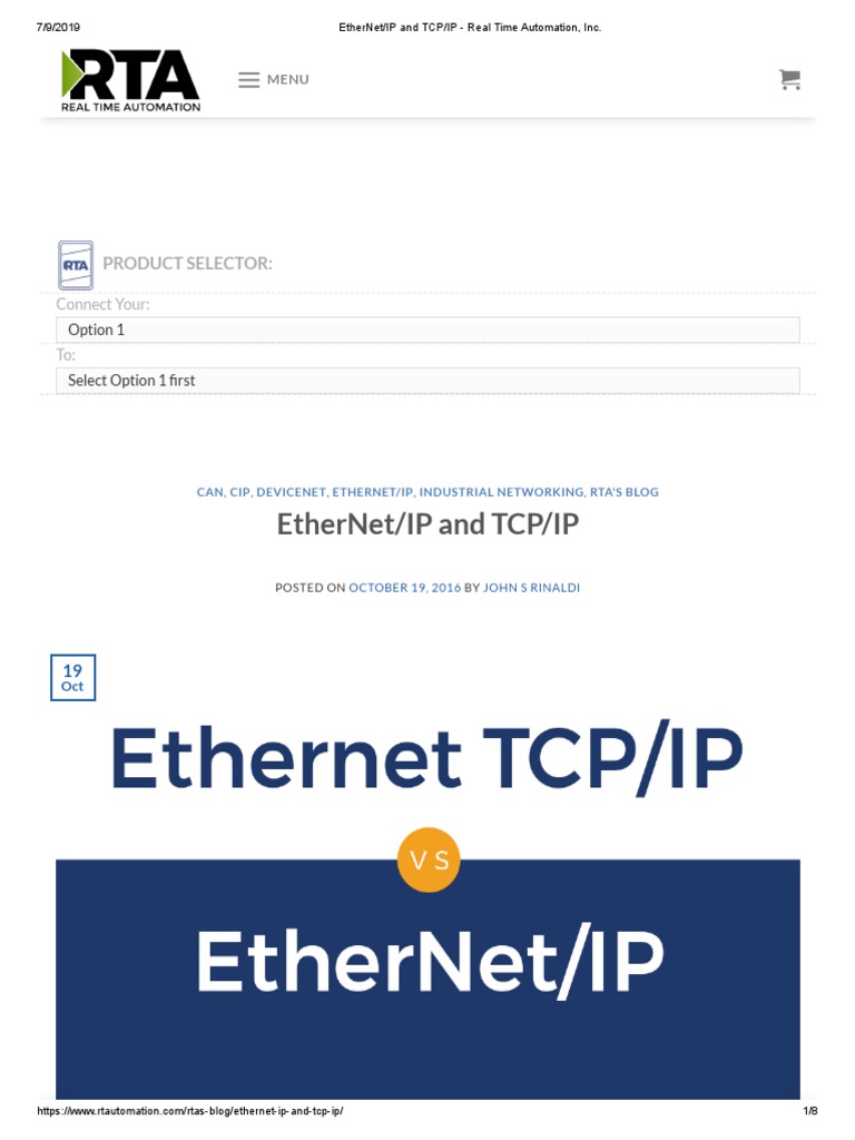 RTA - EtherNet - IP and TCP - IP - Real Time Automation, Inc | PDF ...