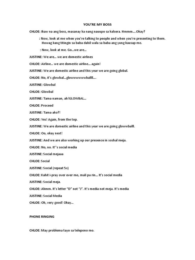 You're My Boss Script | PDF