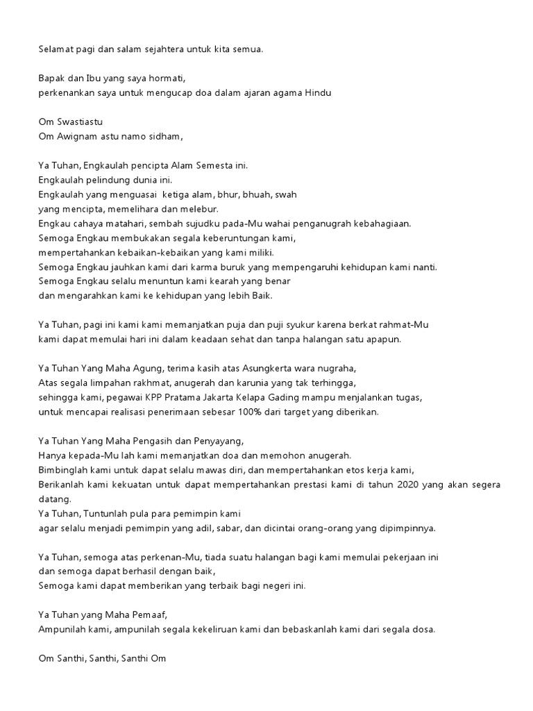 Doa Hindu - Syukur Penerimaan | PDF | Agama & Spiritualitas