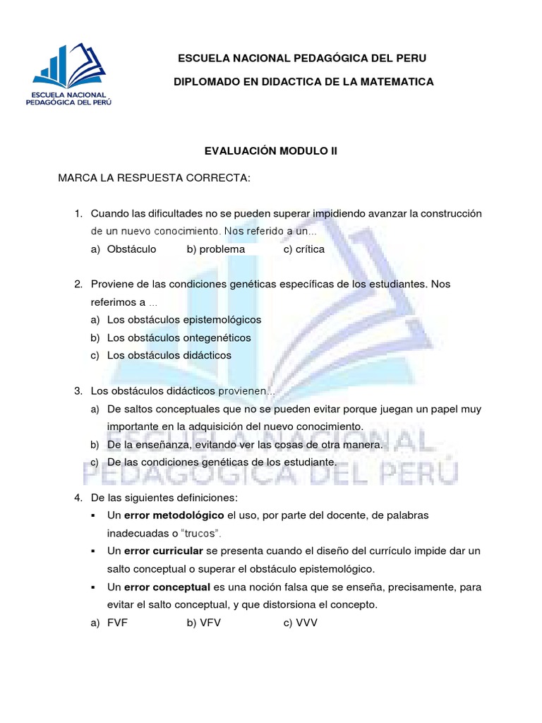 Evaluacion Modulo 2 Matemtaica I | PDF | Maestros | Evaluación