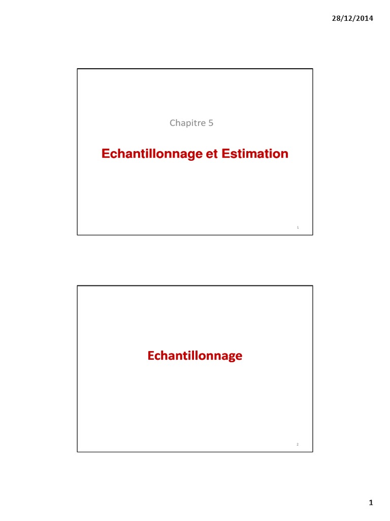 Echantillonnage Et Estimation PDF | PDF | Échantillonnage (Statistiques) | Variance (mathématiques)